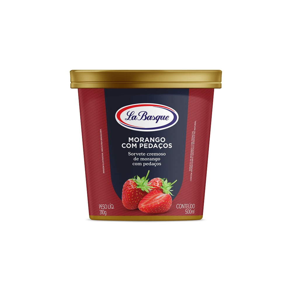 Sorvete La Basque 490ml Morango Com Pedaços