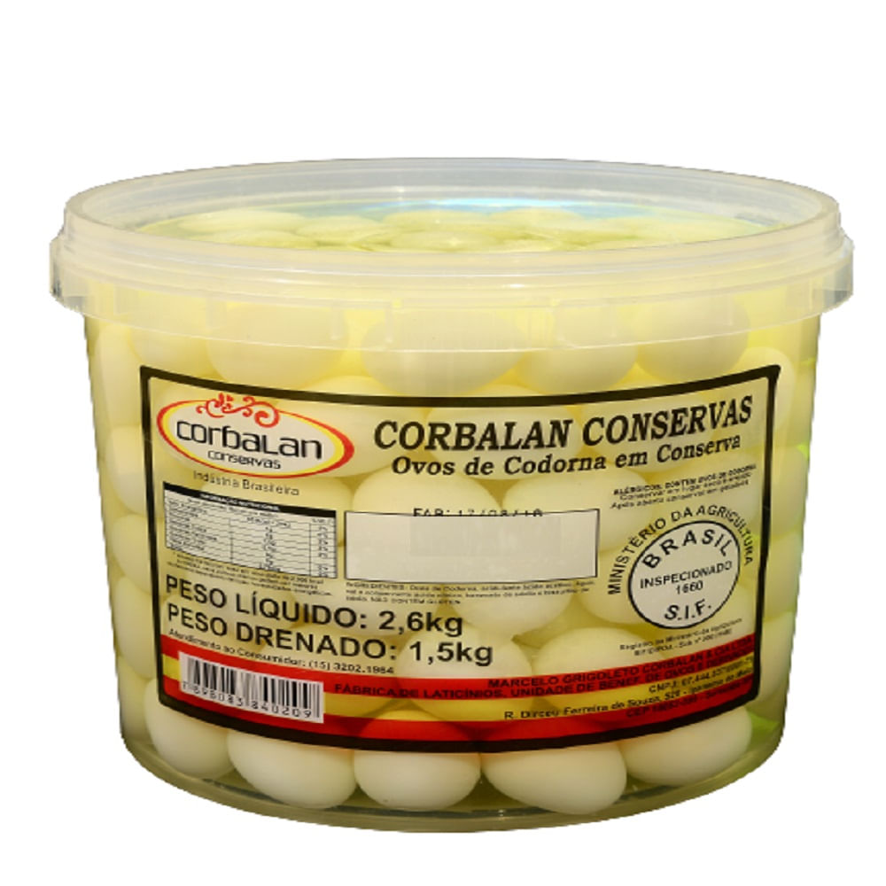 Ovo de Codorna em Conserva Corbalan 1,5kg