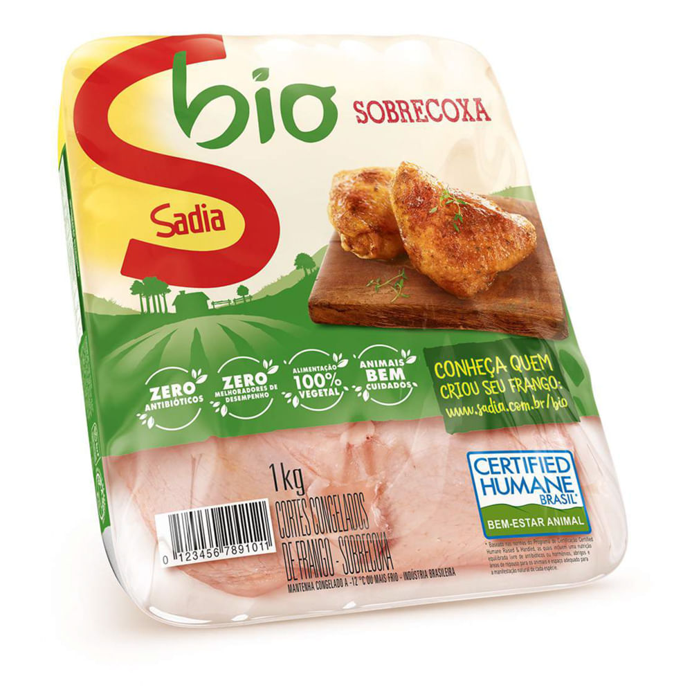 Sobrecoxa de frango congelada Sadia Bio 1kg