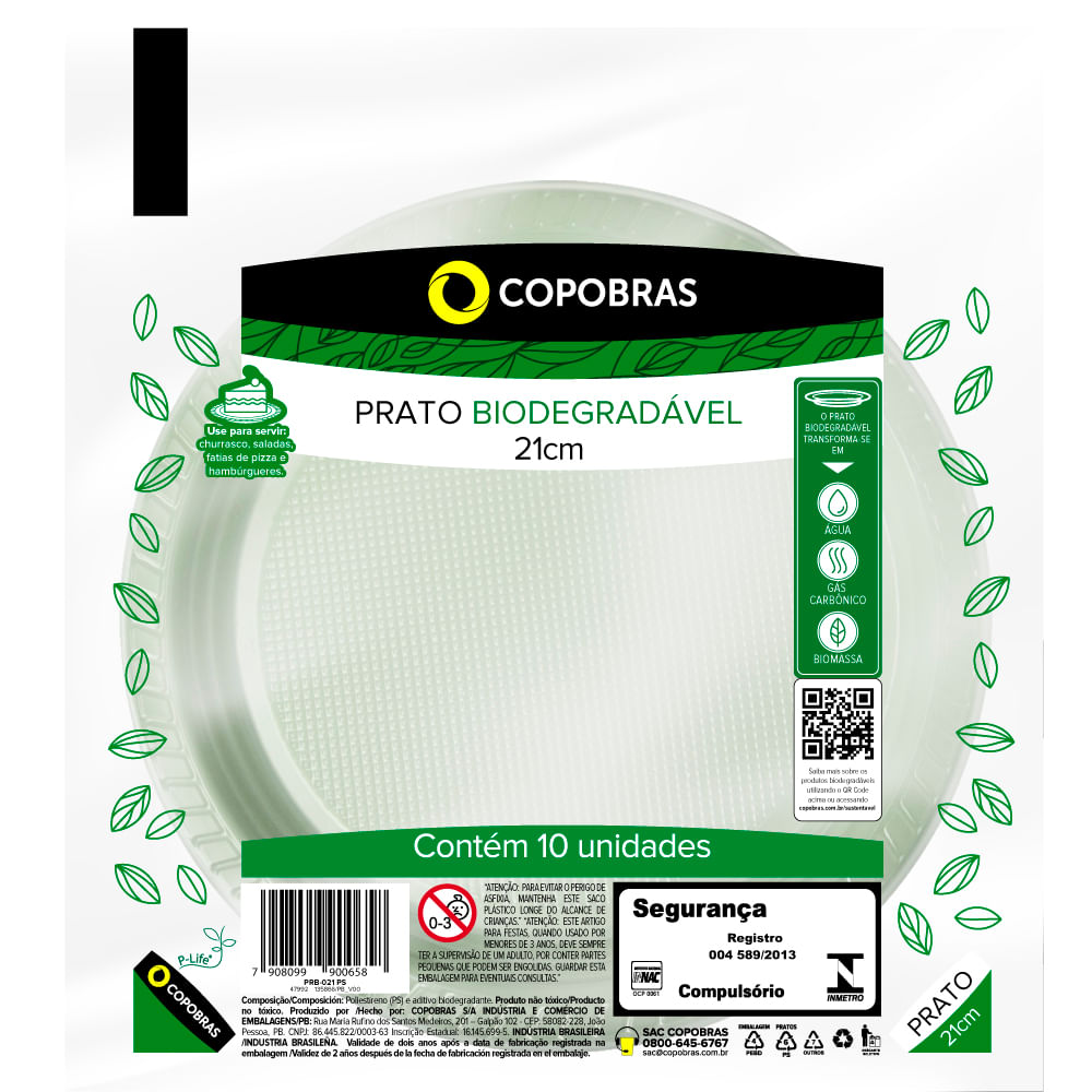 Prato Descartável Copobras 21cm Biodegradavel