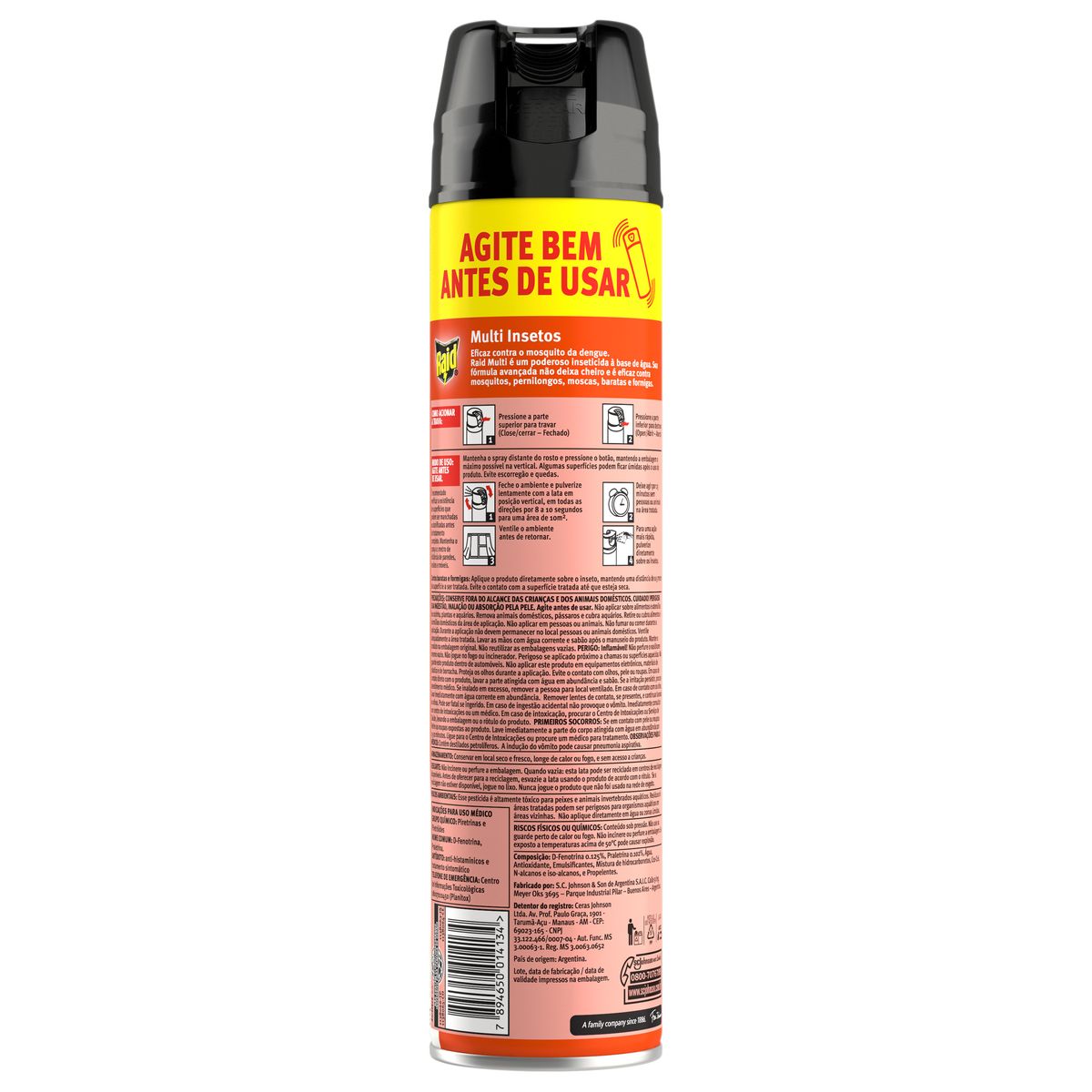 Inseticida Aerossol Multi-Insetos Base Água Raid Frasco 420m