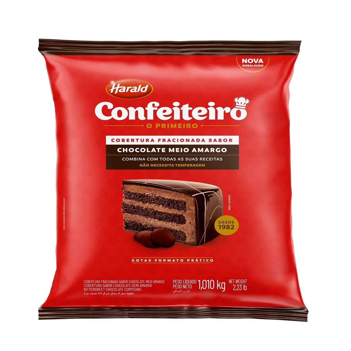 Cobertura Confeiteiro Harald Gotas Choc Meio Amargo 1,01Kg