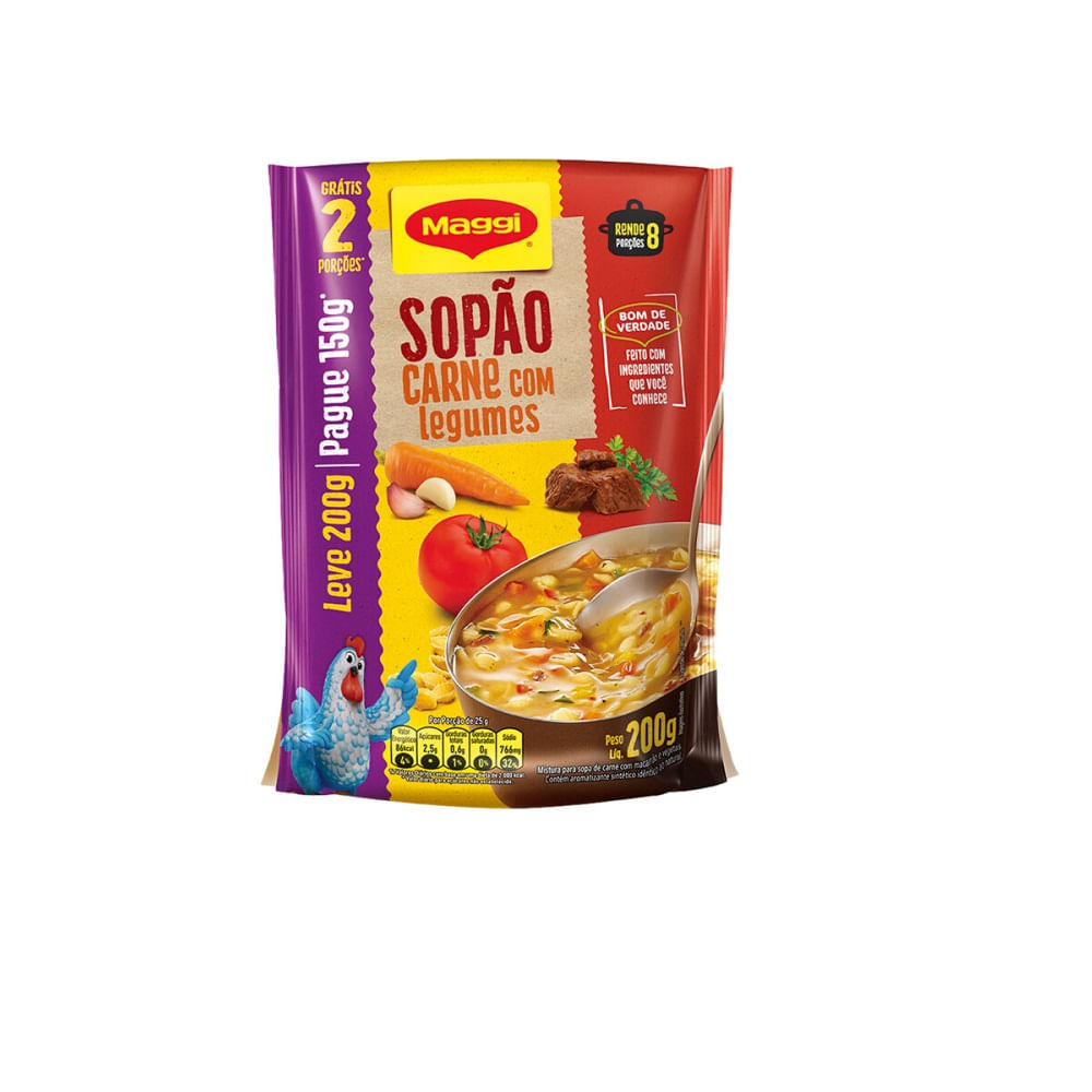 Sopão Maggi Carne com Legumes Leve 200g e Pague 150g