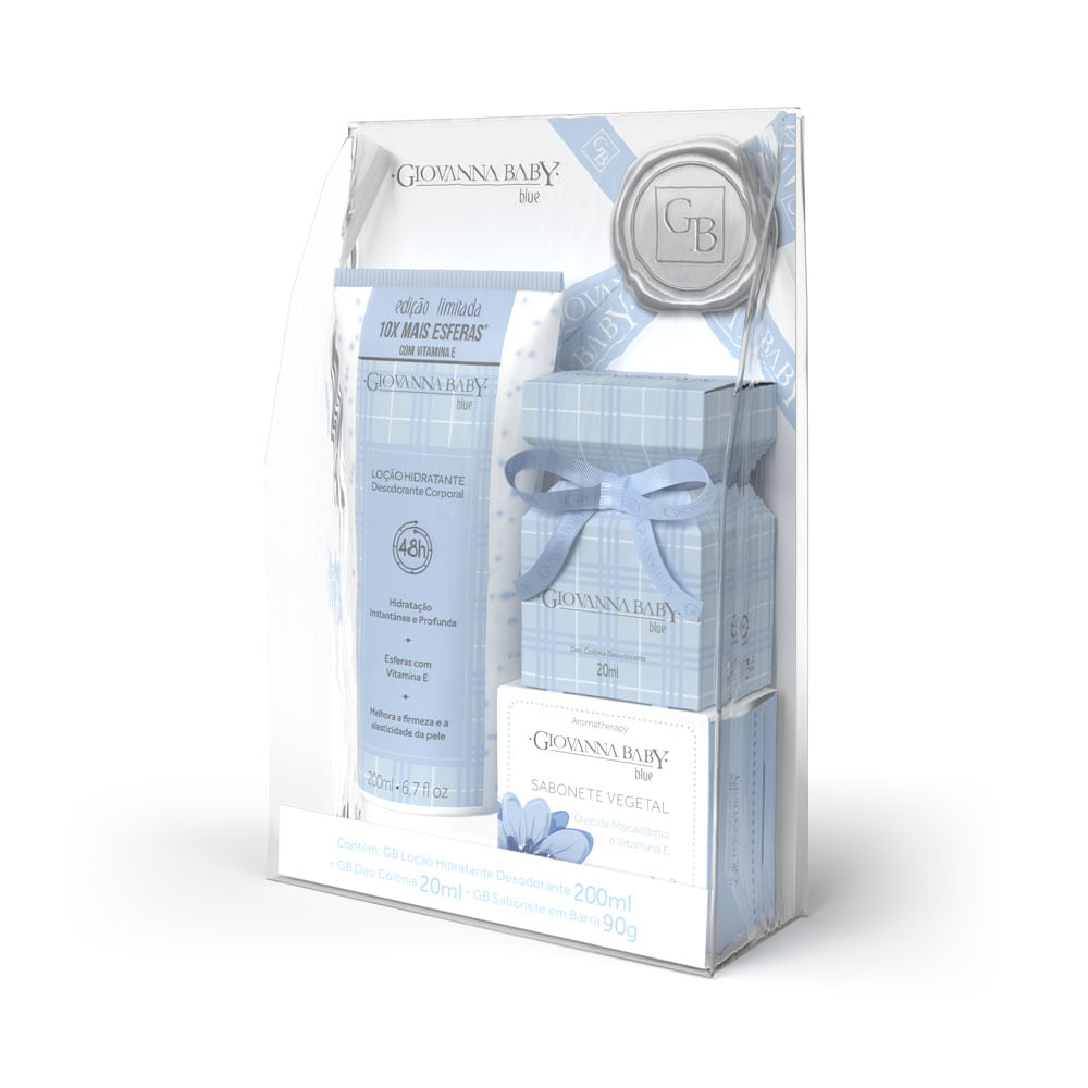 Loção Hidratante-Colonia 20ml-Sabonete 90g Giovan Baby Blue