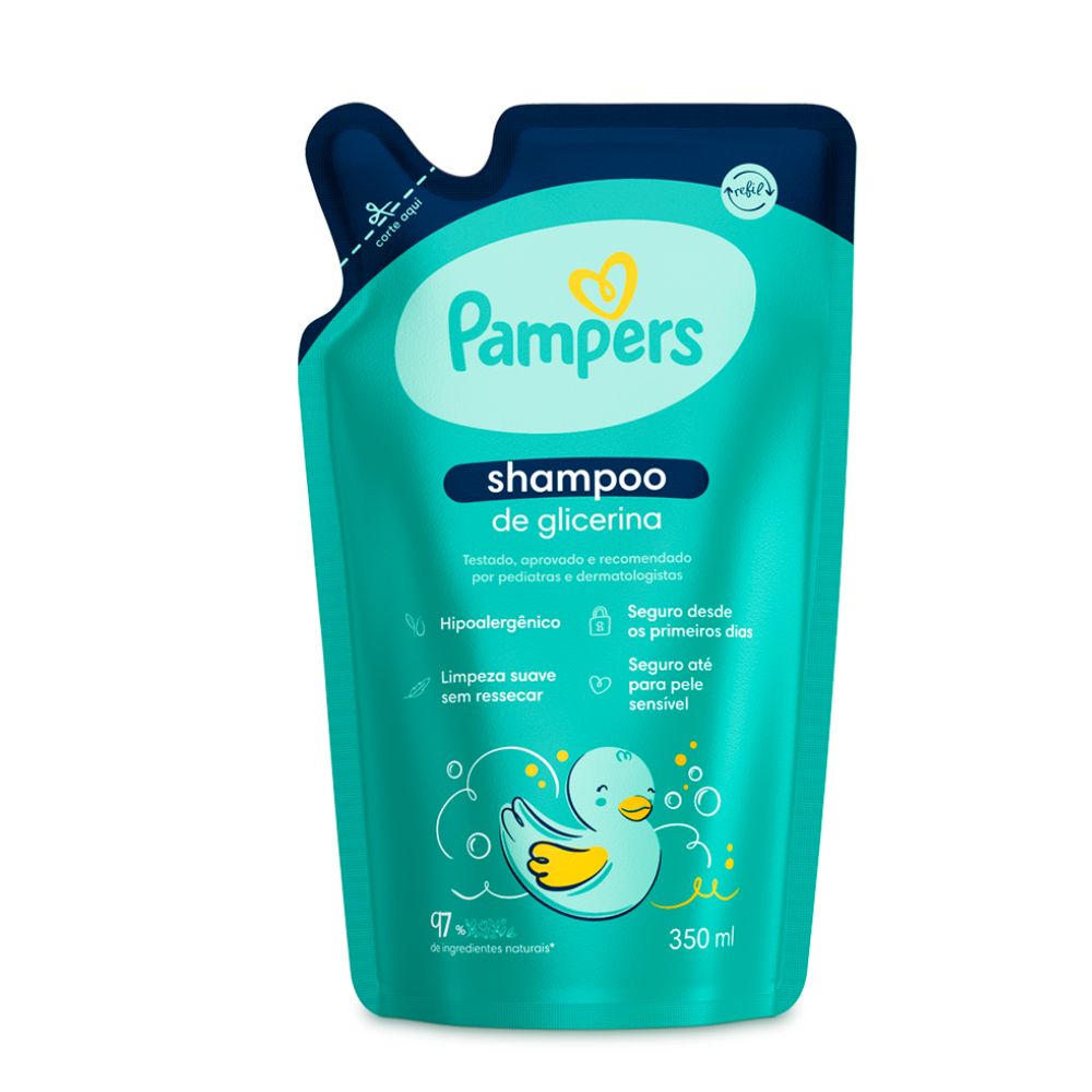 Shampoo Infantil Pampers Glicerina 350ml Refil