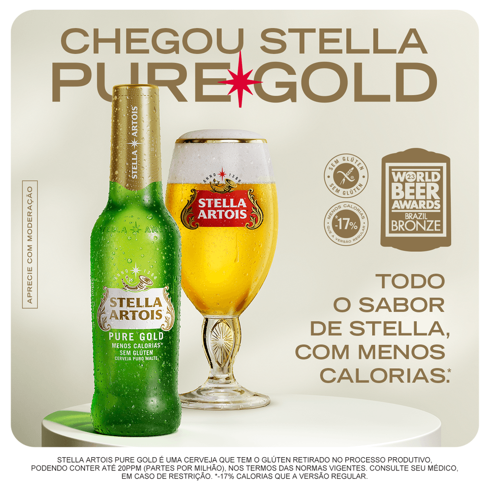 Cerveja Stella Artois Pure Gold Sem Glúten Long Neck 330ml