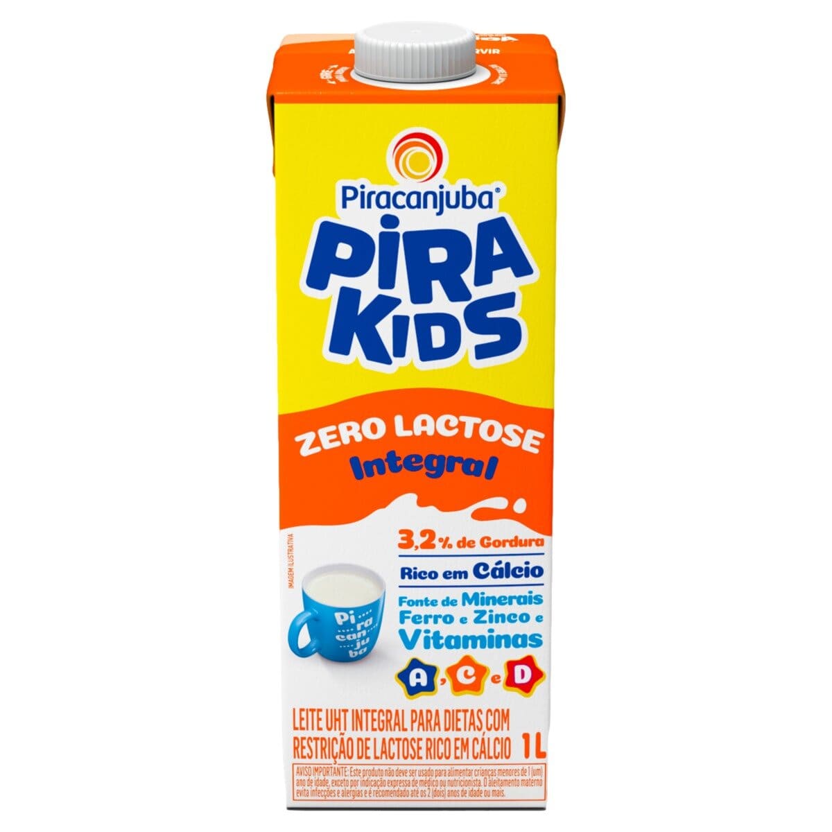 Leite Longa Vida Pirakids Integral Sem Lactose 1L