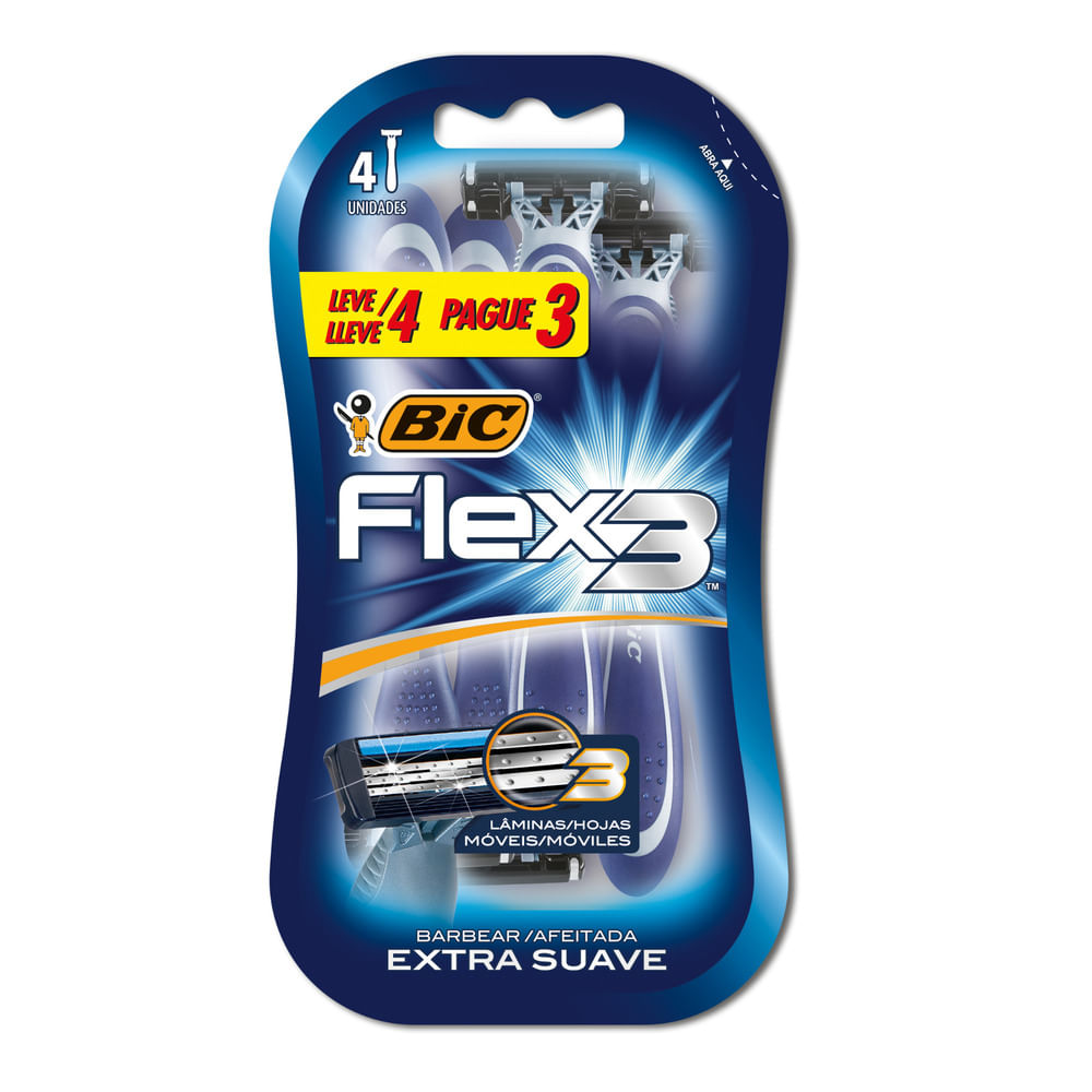 Aparelho Barbear Bic Flex3 Azul Leve 4 Pague 3 - Supermercado Savegnago
