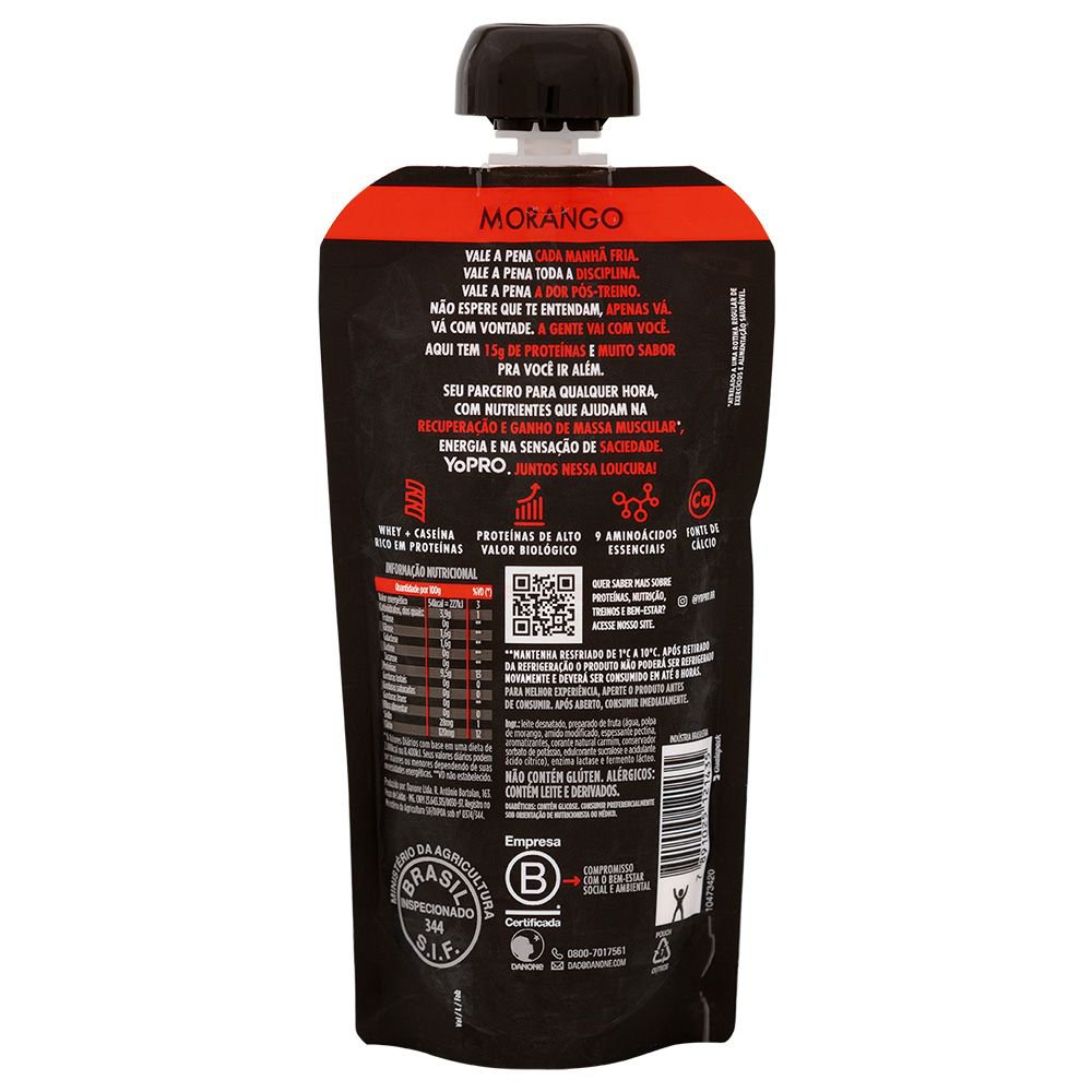 Iogurte YoPRO Pouch 15g de Proteínas Morango 160g