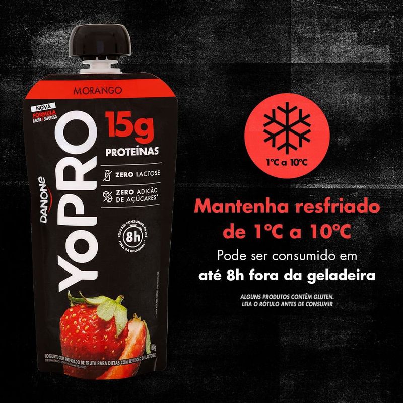 Iogurte YoPRO Pouch 15g de Proteínas Morango 160g Iogurte YoPRO Pouch 15g de Proteínas Morango 160g