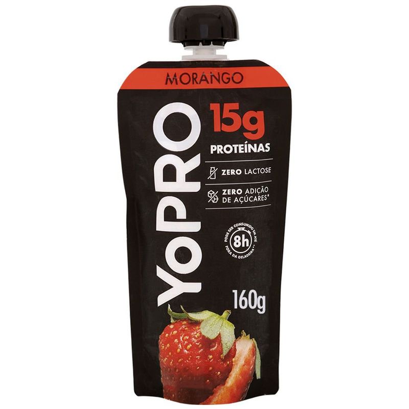 Iogurte YoPRO Pouch 15g de Proteínas Morango 160g Iogurte YoPRO Pouch 15g de Proteínas Morango 160g