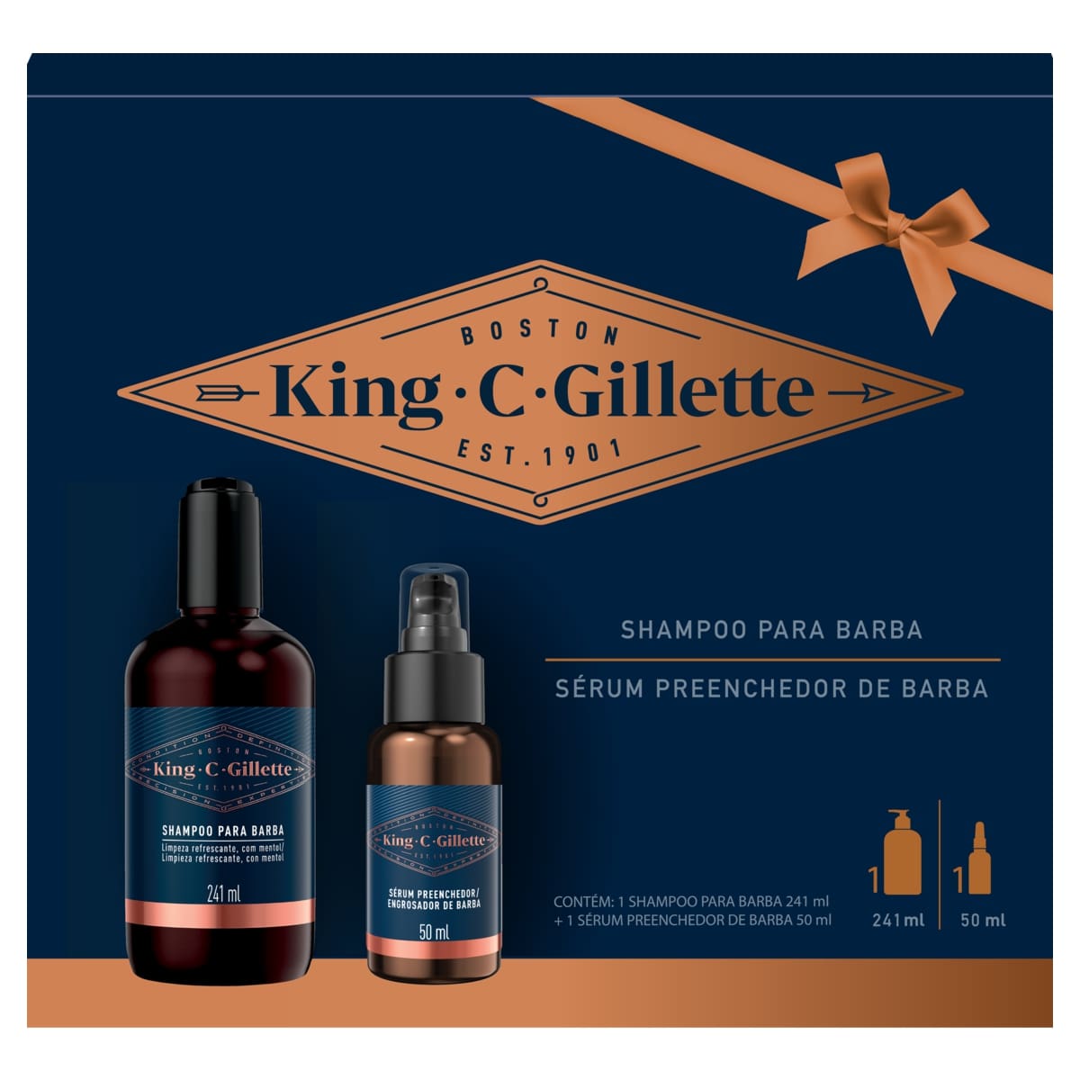 Kit Shampoo 241ml+Serum Preenchedor Barba KCG 50ml