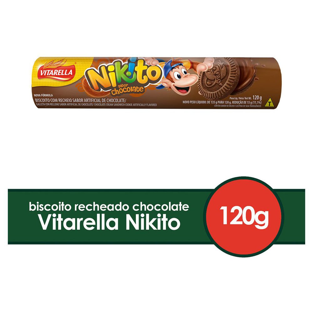 Biscoito Recheado Nikito Chocolate 120g