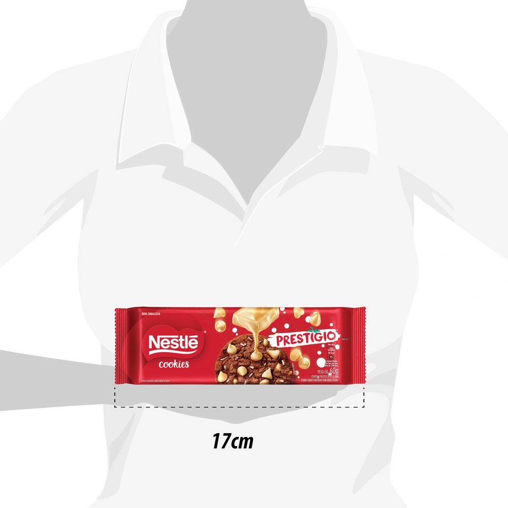 Biscoito Cookie Nestlé Prestígio 60g Gotas Chocolate Coco