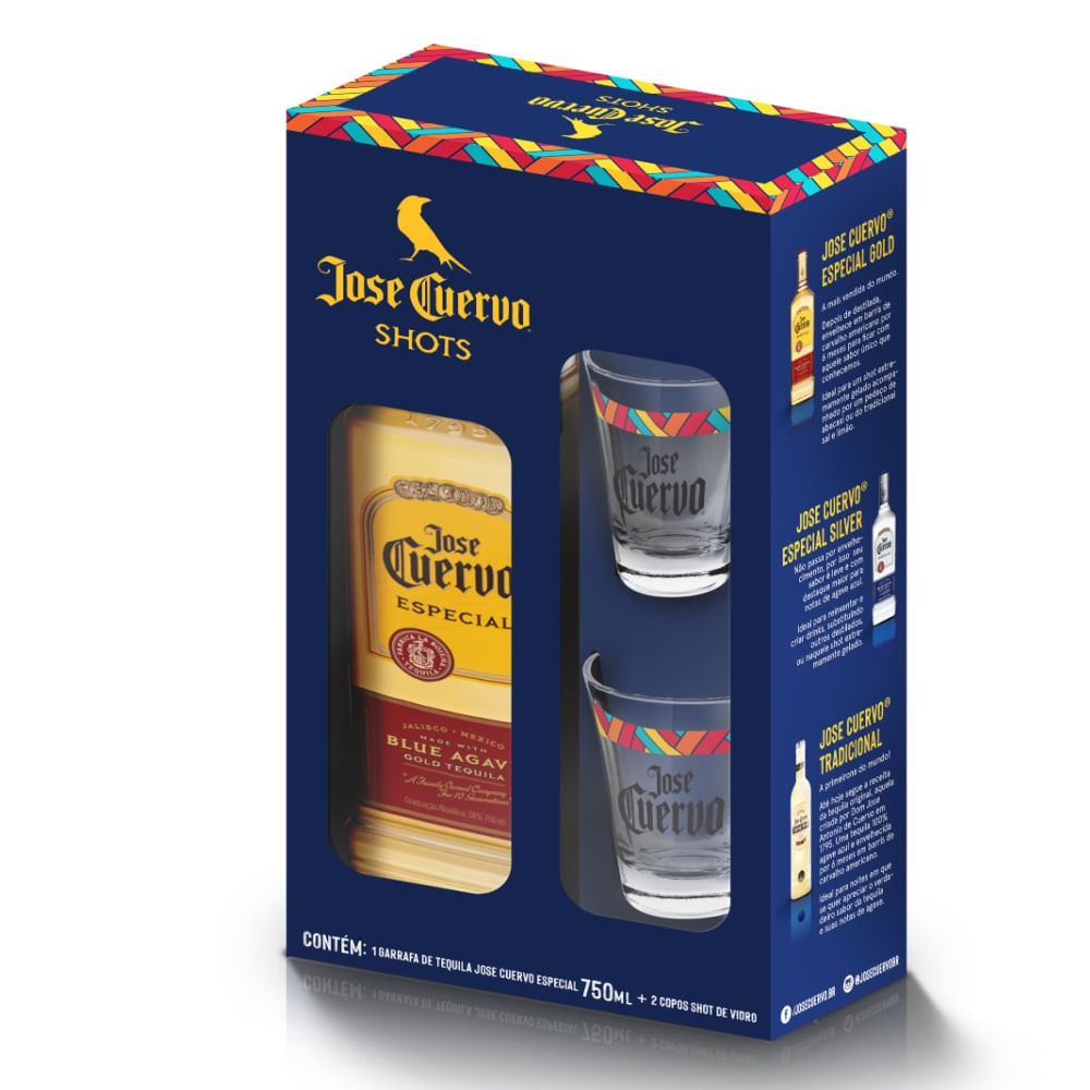 Tequila José Cuervo 750ml + 2 Copos de shot