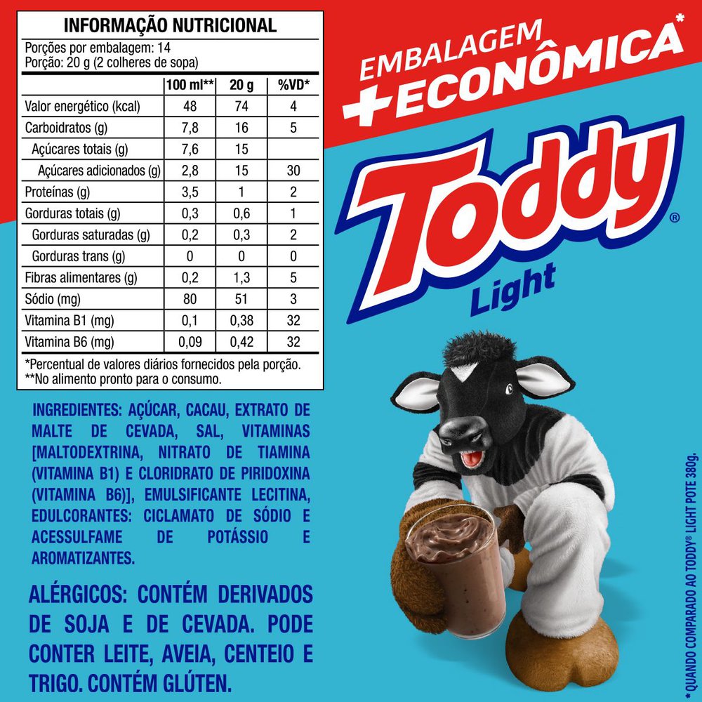 Achocolatado Pó Toddy Light 280g
