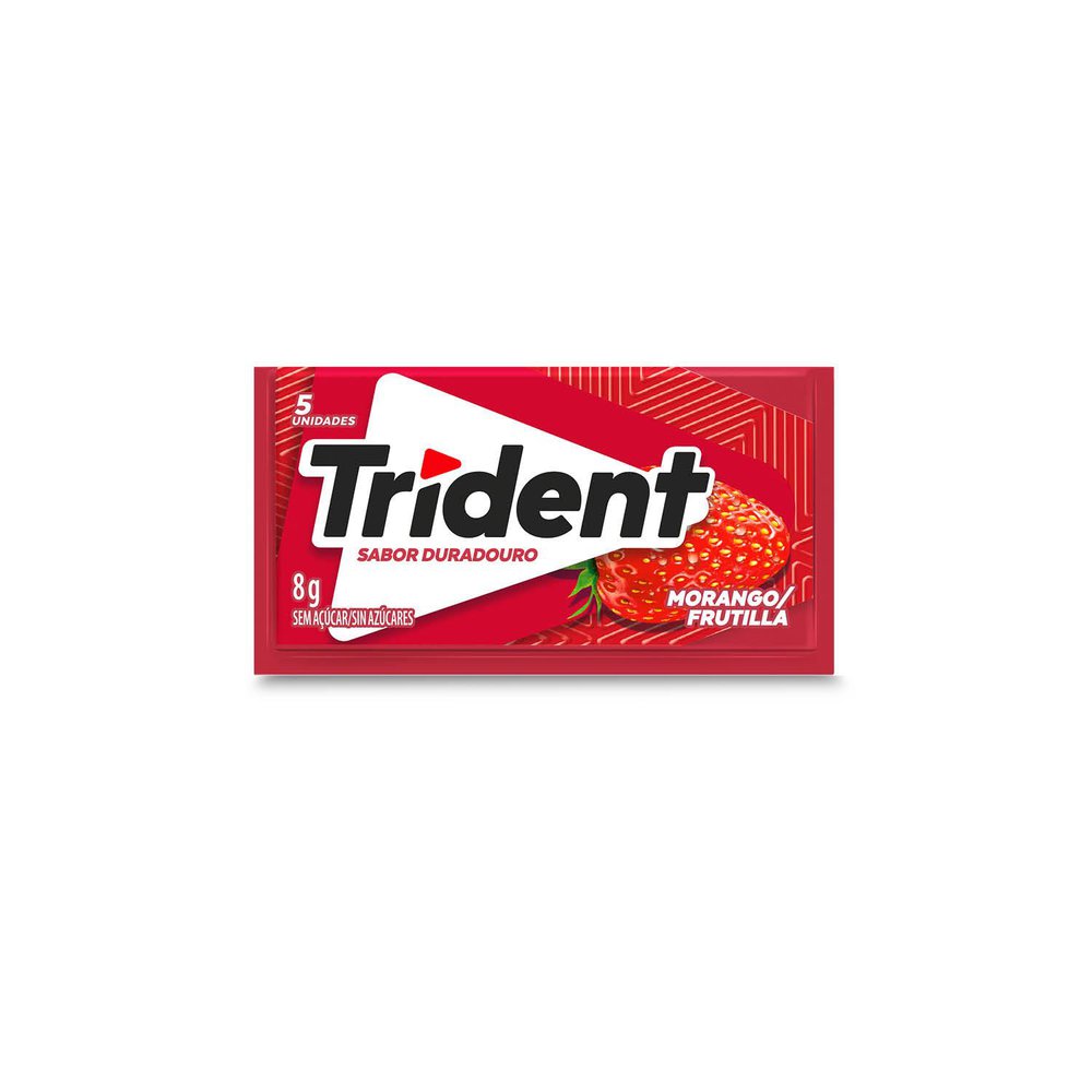 Chiclete Trident Morango Sem Açúcar 8g - Embalagem com 5 unid.