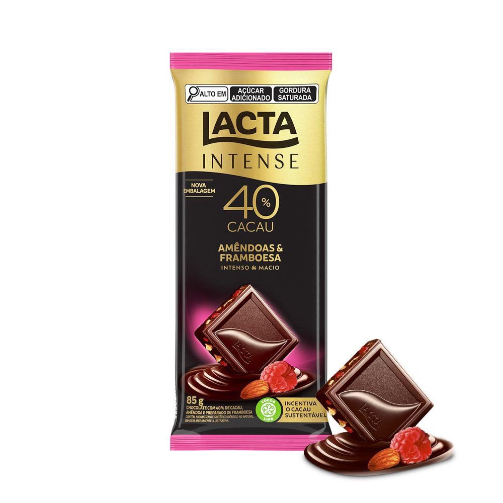 Chocolate Lacta Intense Nuts Amêndoas Framboesa Tablete 85g