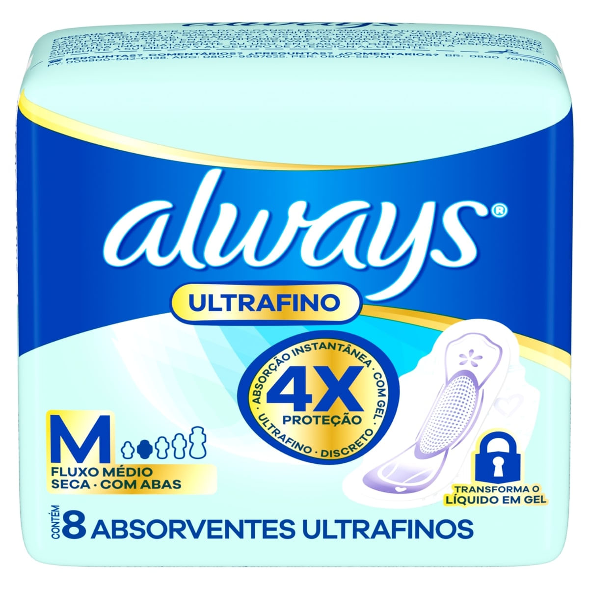 Absorvente Always Ultrafino Com Abas M Seca Com 8 Unidades