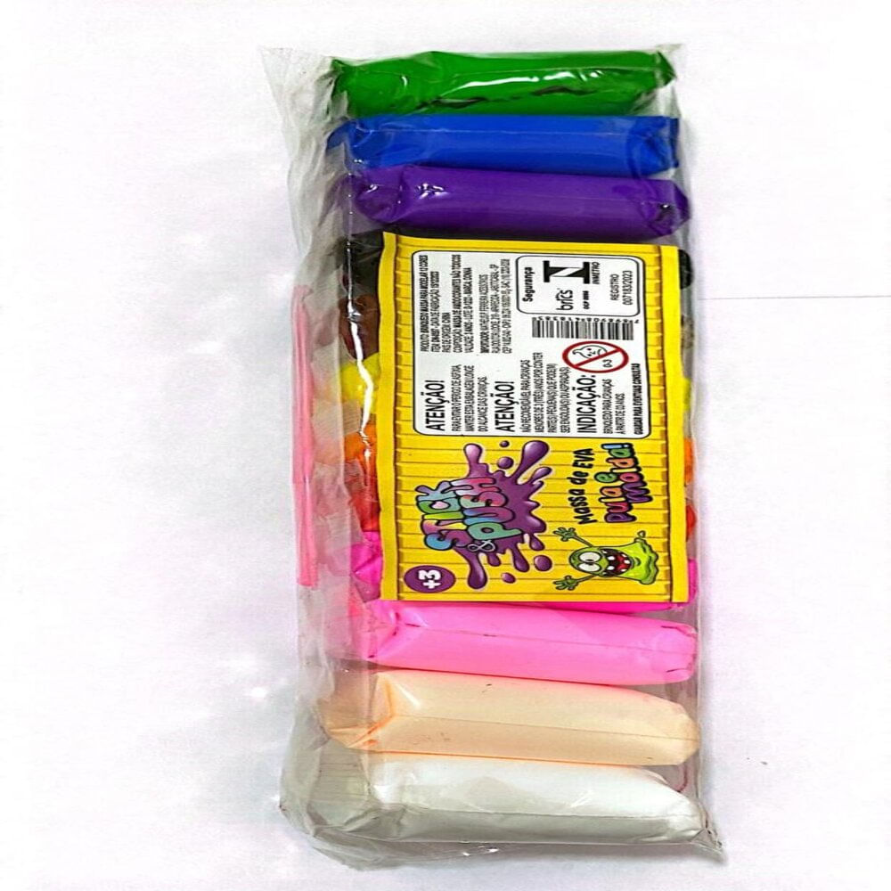Massinha Stick&Push Eva com 12 cores