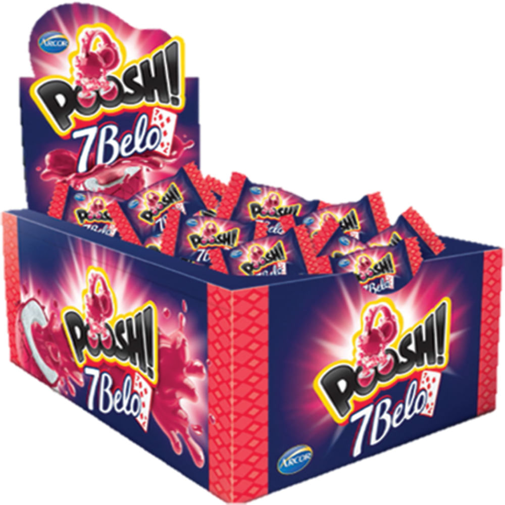 Chicle Arcor Poosh 7Belo Framboesa 200g