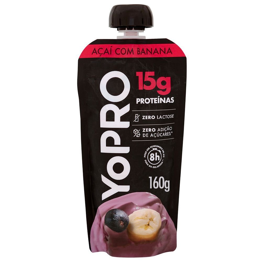 Iogurte YoPRO Pouch 15g de Proteínas Açaí com Banana 160g