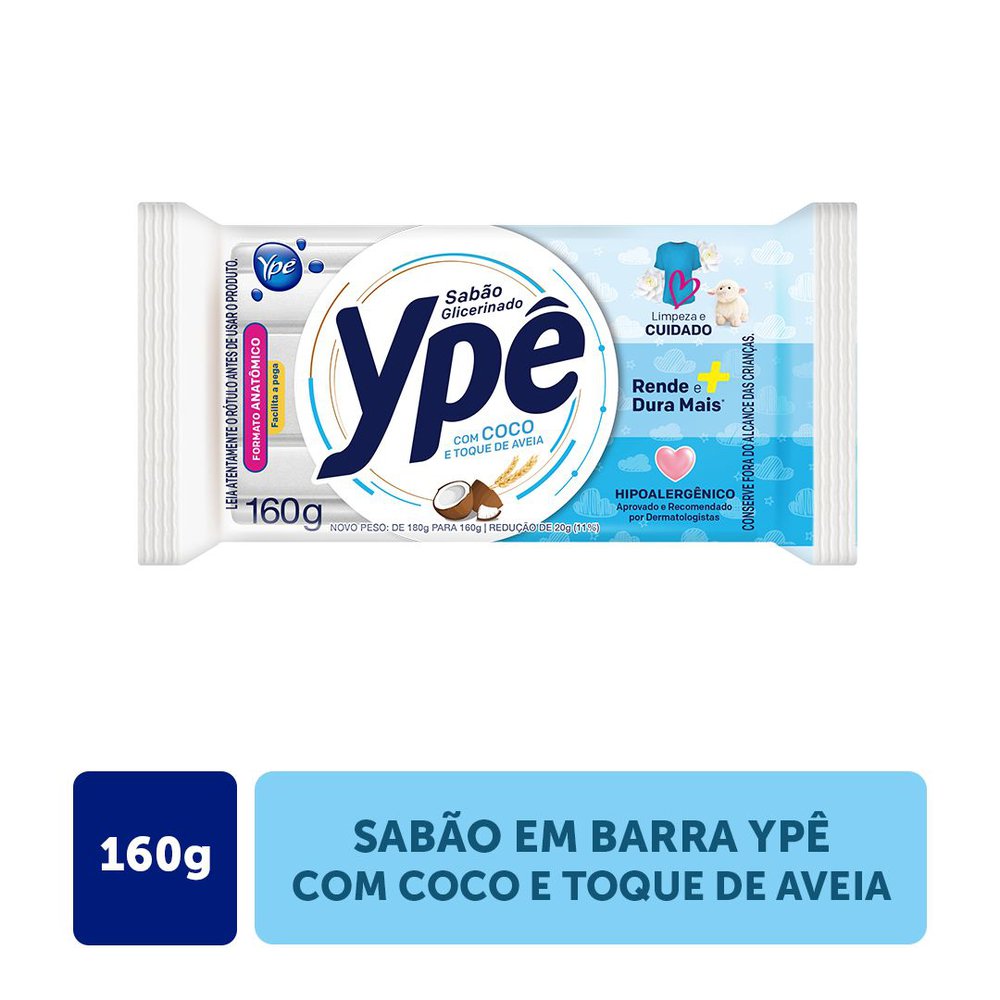 Sabão em Barra Ypê Coco e Aveia 160g
