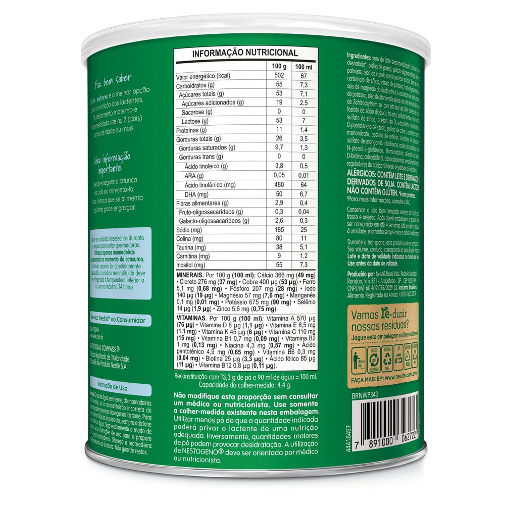 Fórmula Infantil Nestogeno 0 a 6 meses 800g