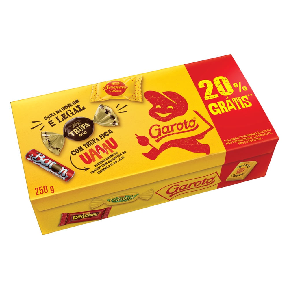 Bombom Garoto Sortido Caixa 250g 20% Grátis