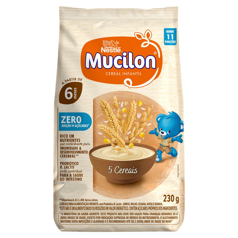 Cereal Mucilon Zero Açúcar 5 Cereais 230g