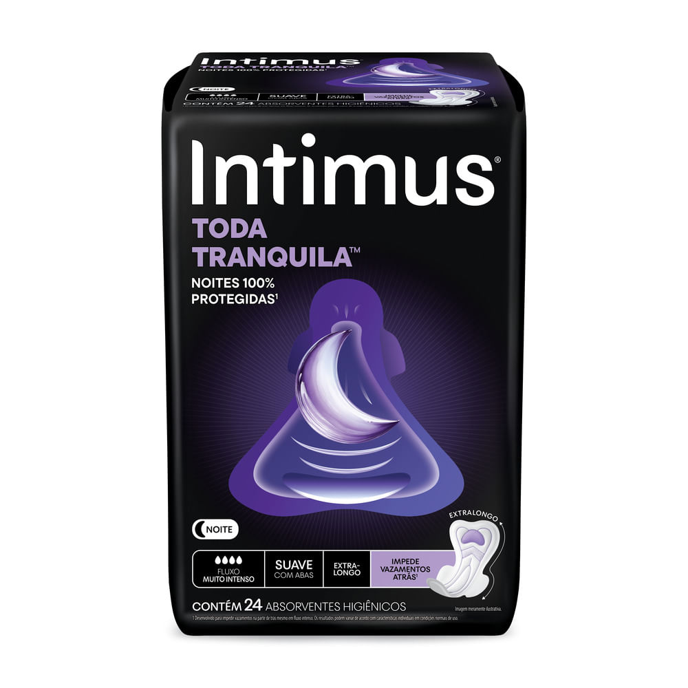 Absorvente Intimus Toda Tranquila Noturno Com Abas Com 24 Unidades