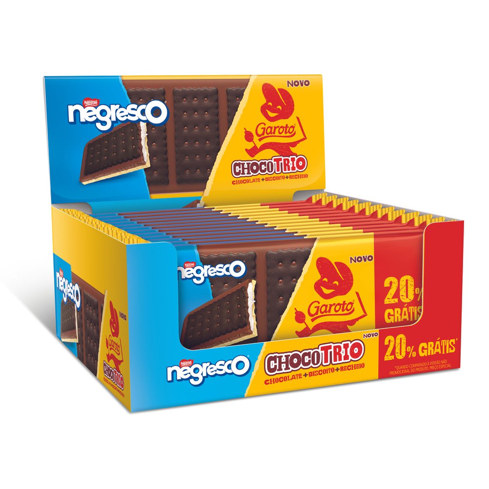 Chocolate Garoto Choco Trio Negresco 90g Tablete 20% Grátis