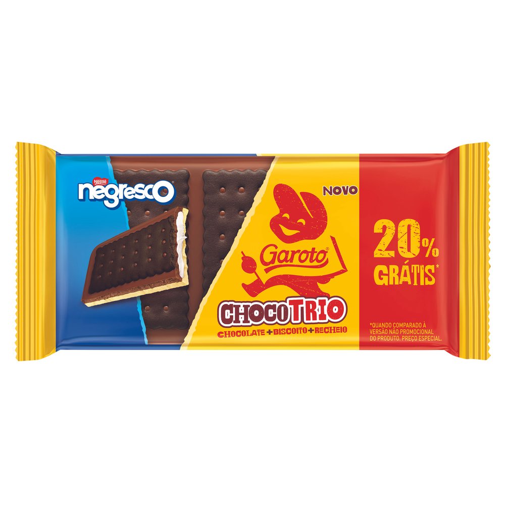 Chocolate Garoto Choco Trio Negresco 90g Tablete 20% Grátis