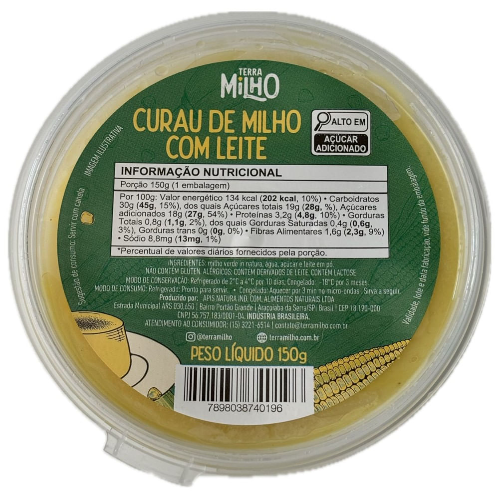 Cural Terra Milho Com Leite 150g
