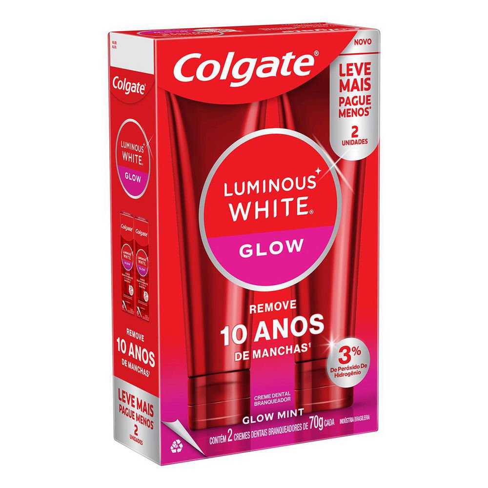 Creme Dental Colgate Luminous White Glow 70g Com 2 Unidades